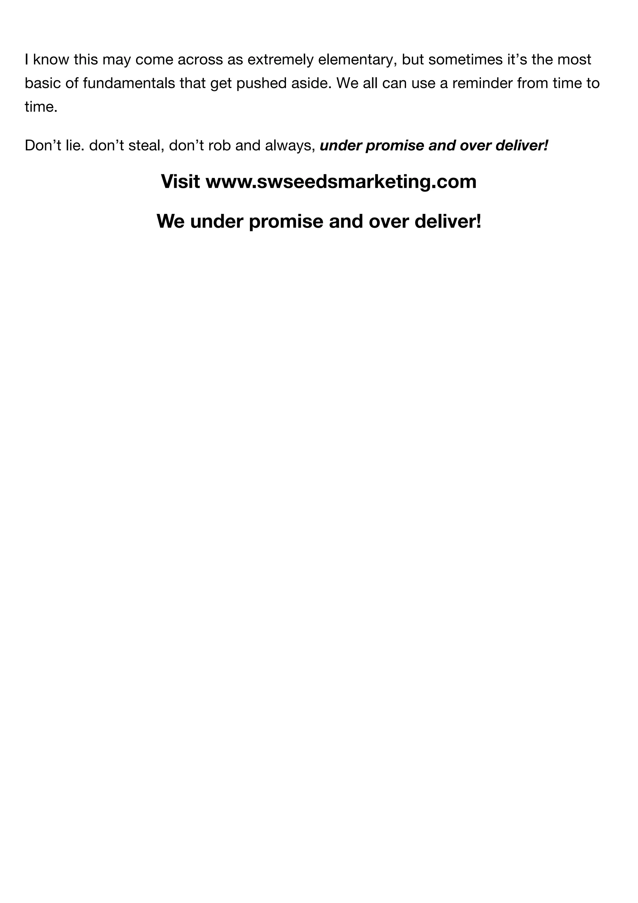 Under promise and over deliver! | PDF