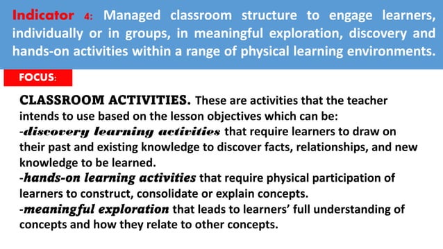 Underscoring Classroom Observation Tool Indicators | PPT