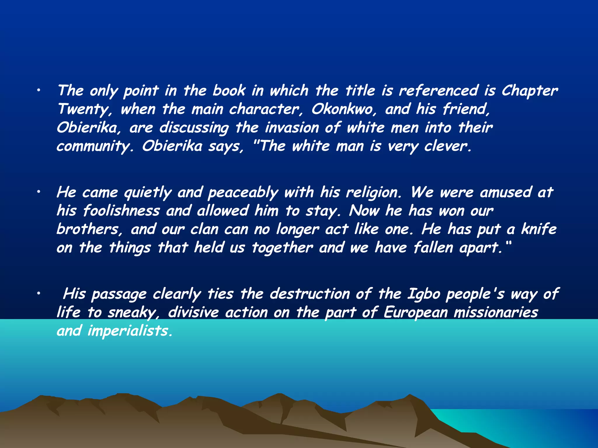 Understaewnd the title ‘’things fall apart n | PPT | Poetry | Books and ...