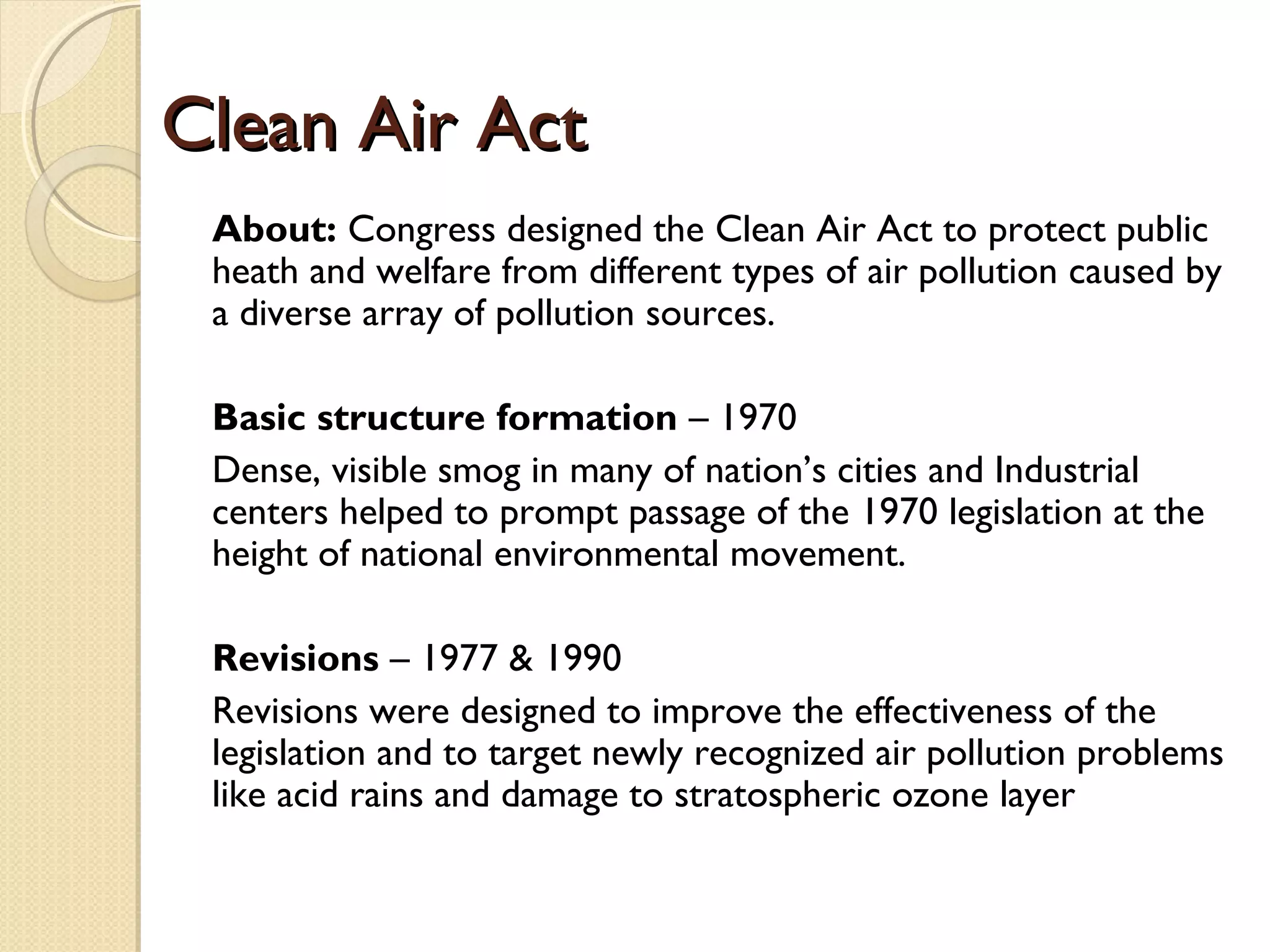 Understand clean air act and common pollutants | PPT