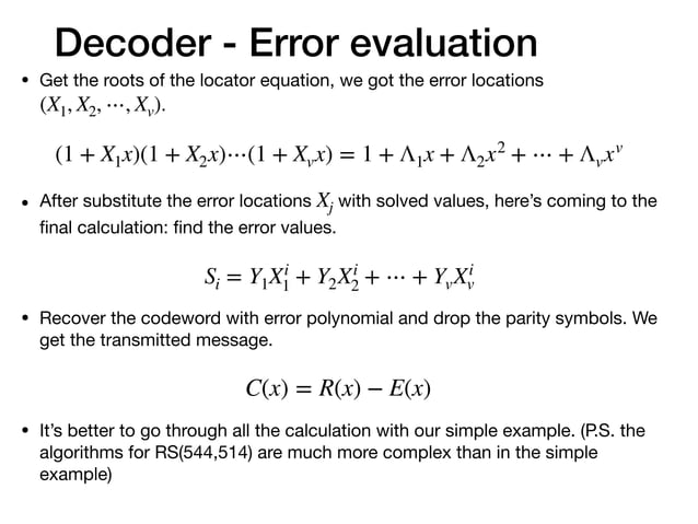Understanding Reed Solomon Code Ppt