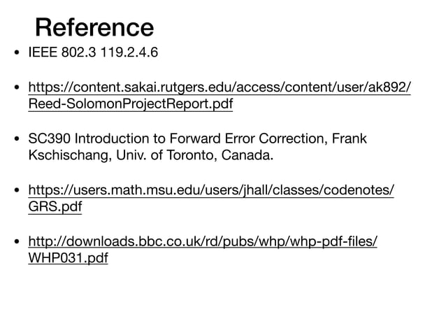 Understanding Reed Solomon Code Ppt