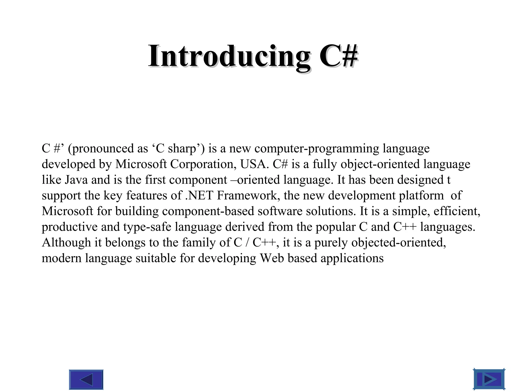 C# Introduction brief | PPT