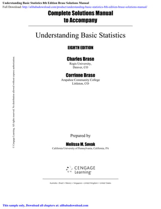 Understanding Basic Statistics 8th Edition Brase Solutions Manual | PDF