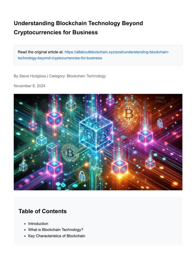 Understanding Blockchain Technology Beyond Cryptocurrencies for Business | PDF