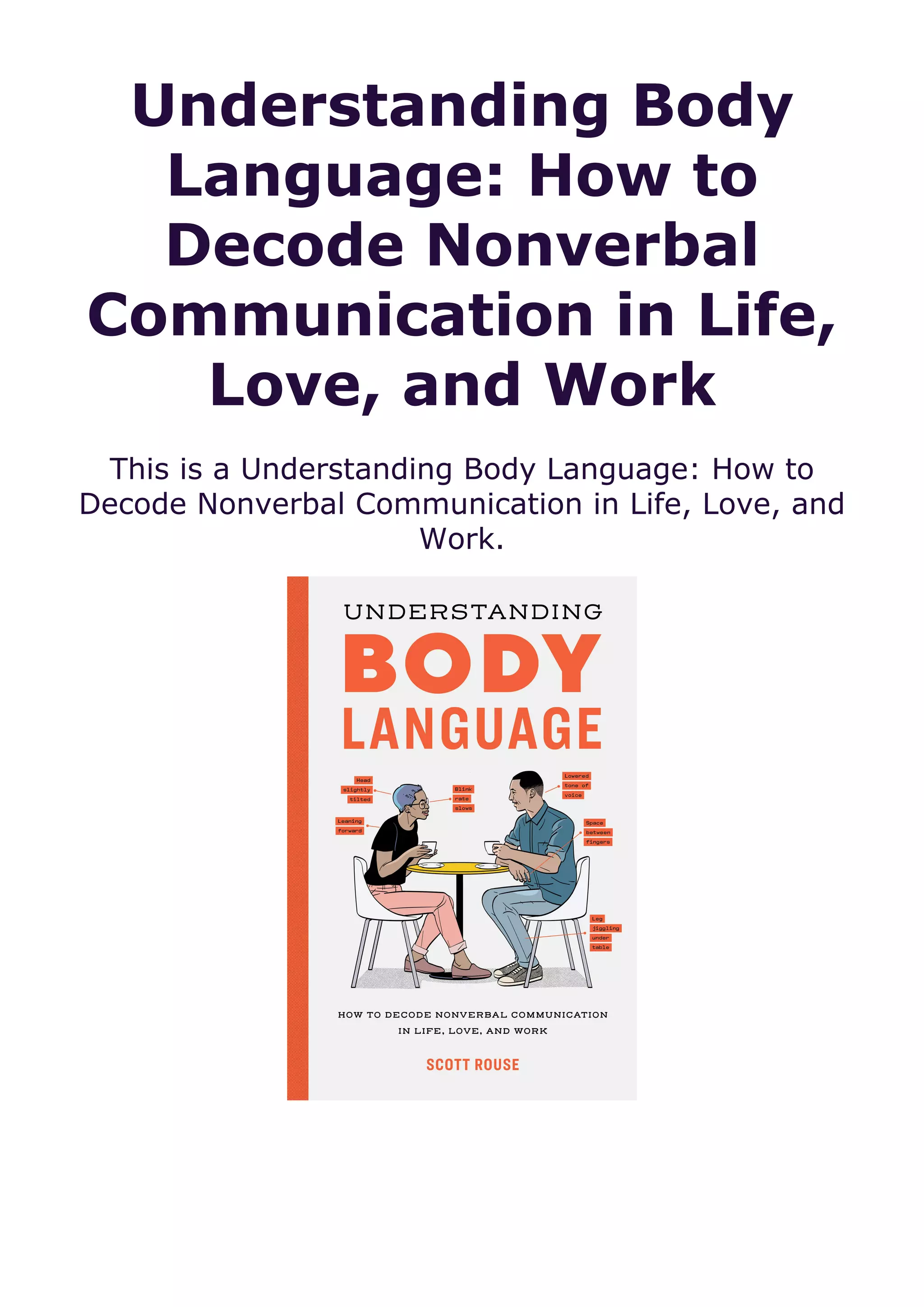 Get [Kindle] Book\\Understanding Body Language: How to Decode Nonverbal Communication in Life ...