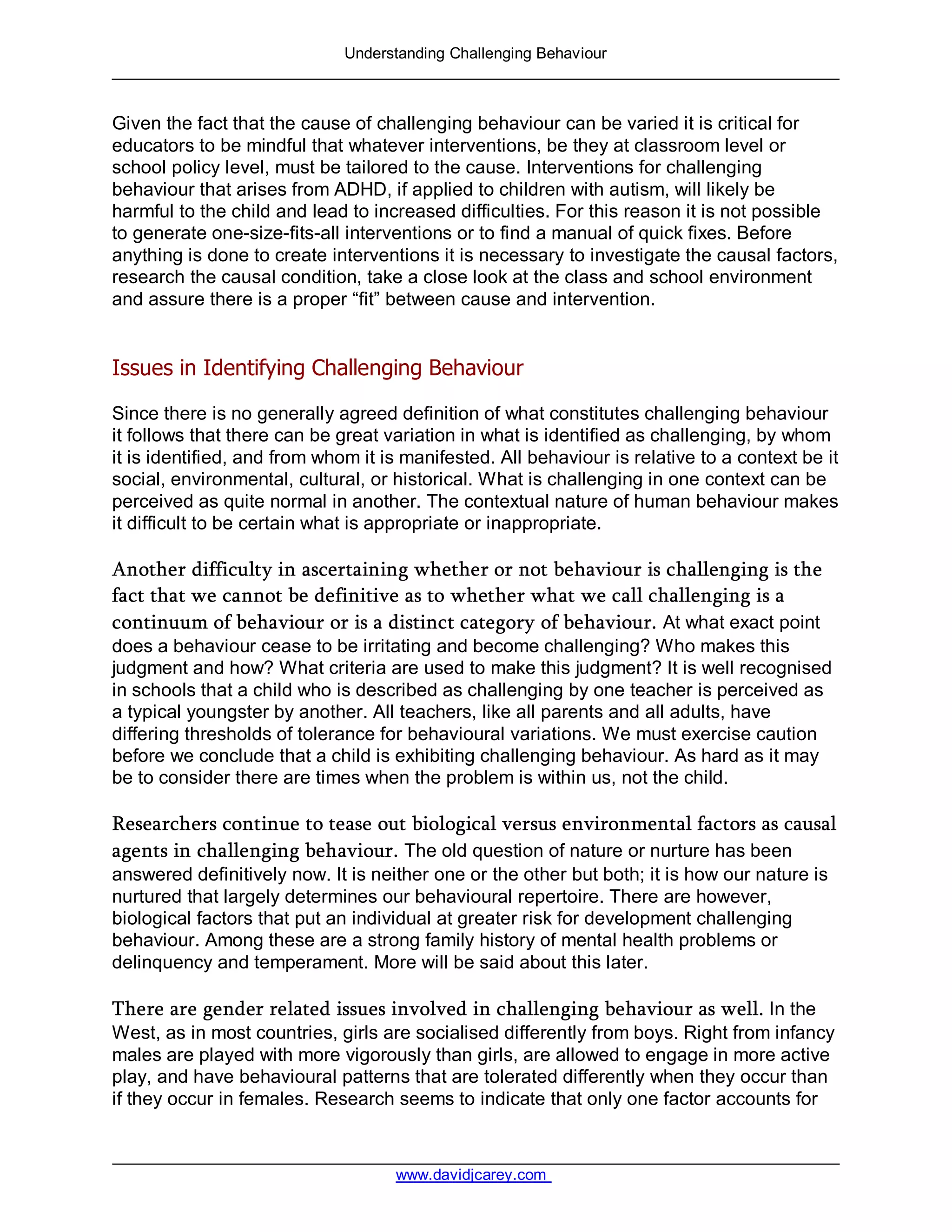 Understanding Challenging Behavior | PPT