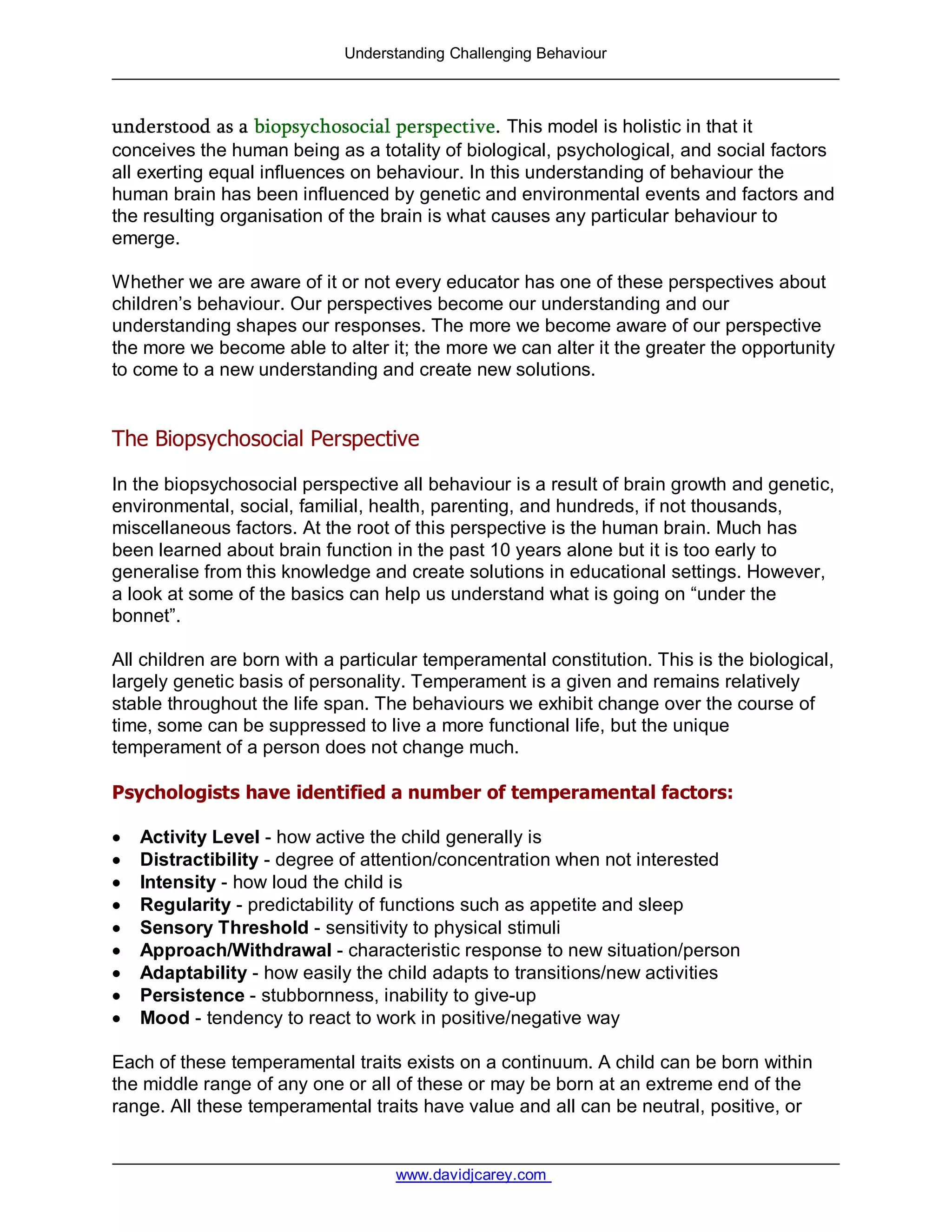 Understanding Challenging Behavior | PPT