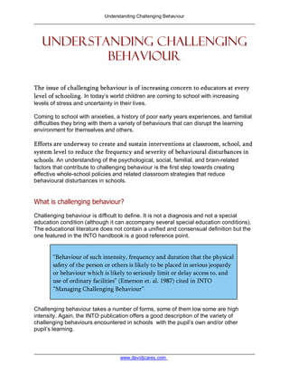 Understanding Challenging Behavior | PPT