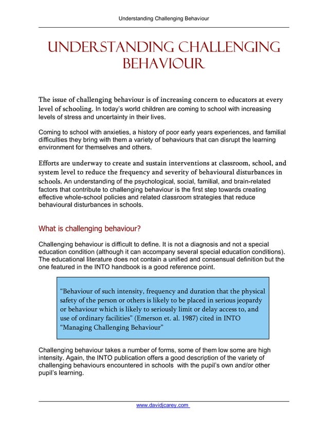 Understanding Challenging Behavior | PPT