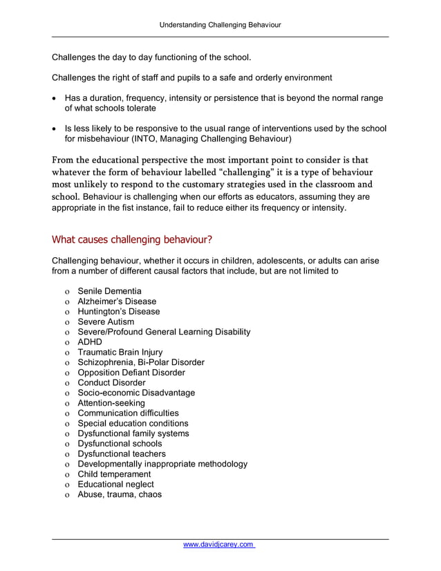 Understanding Challenging Behavior | PPT