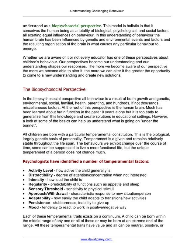 Understanding Challenging Behavior | PPT