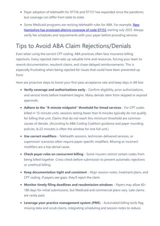 ABA CPT Codes 2025 Billing Explained Now | PDF