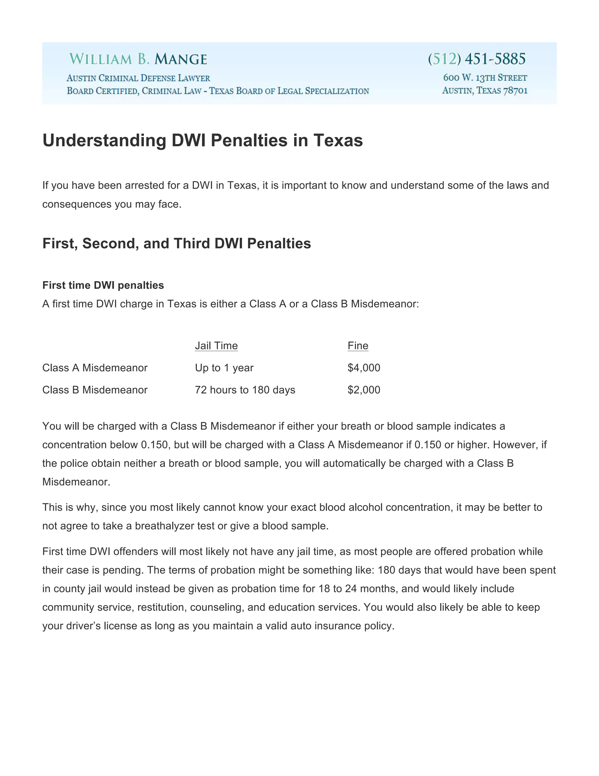 Understanding DWI penalties in Texas | PDF | Crime & Harmful Acts to ...