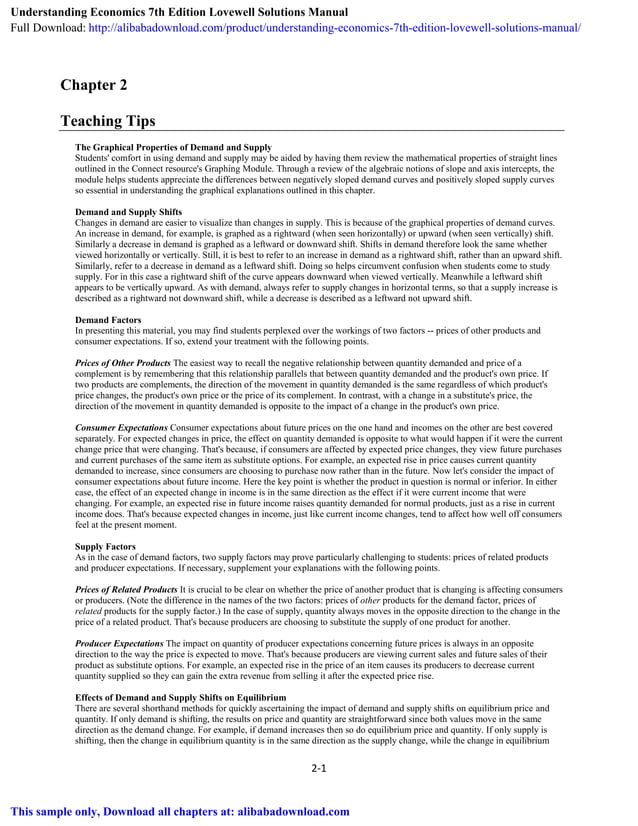 Understanding Economics 7th Edition Lovewell Solutions Manual | PDF