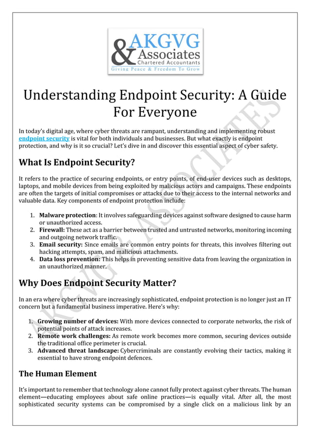 Understanding Endpoint Security: A Guide For Everyone | PDF