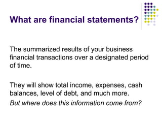 Understanding financial-statements-revised-2012-10-7-12 | PPT