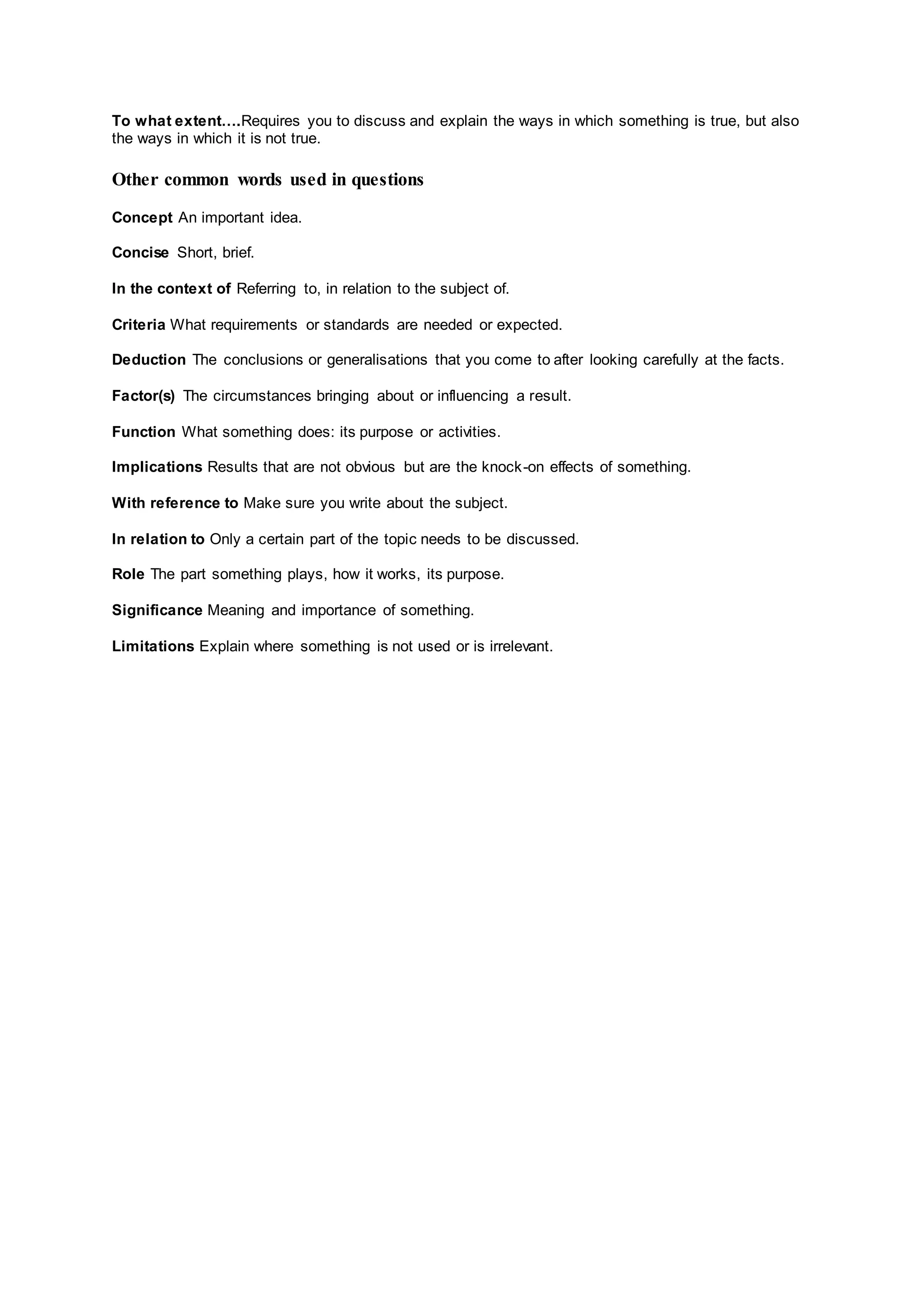 Understanding Instructions And Command Terms | DOC