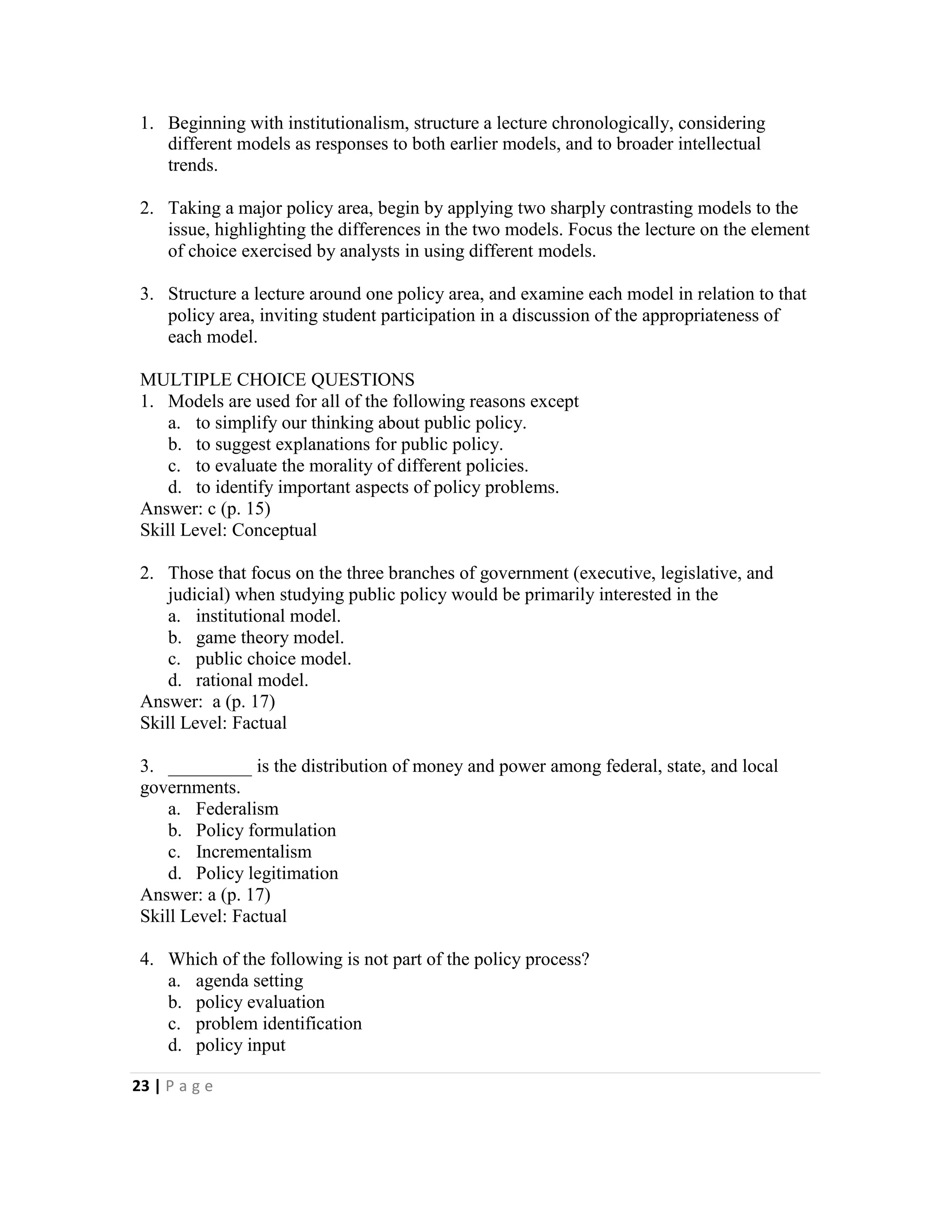 Understanding Public Policy 14th Edition Dye Test Bank | PDF