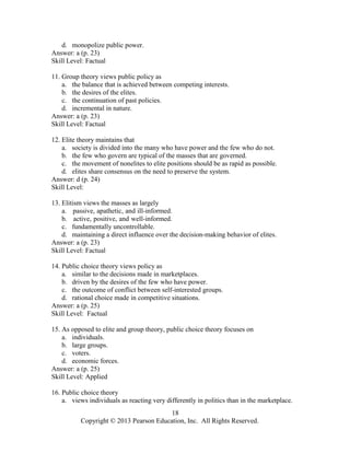 Understanding Public Policy 14th Edition Dye Test Bank | PDF