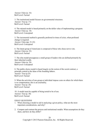 Understanding Public Policy 14th Edition Dye Test Bank | PDF