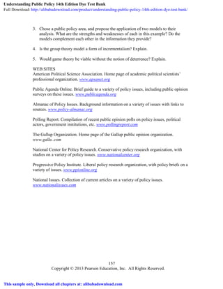 Understanding Public Policy 14th Edition Dye Test Bank | PDF
