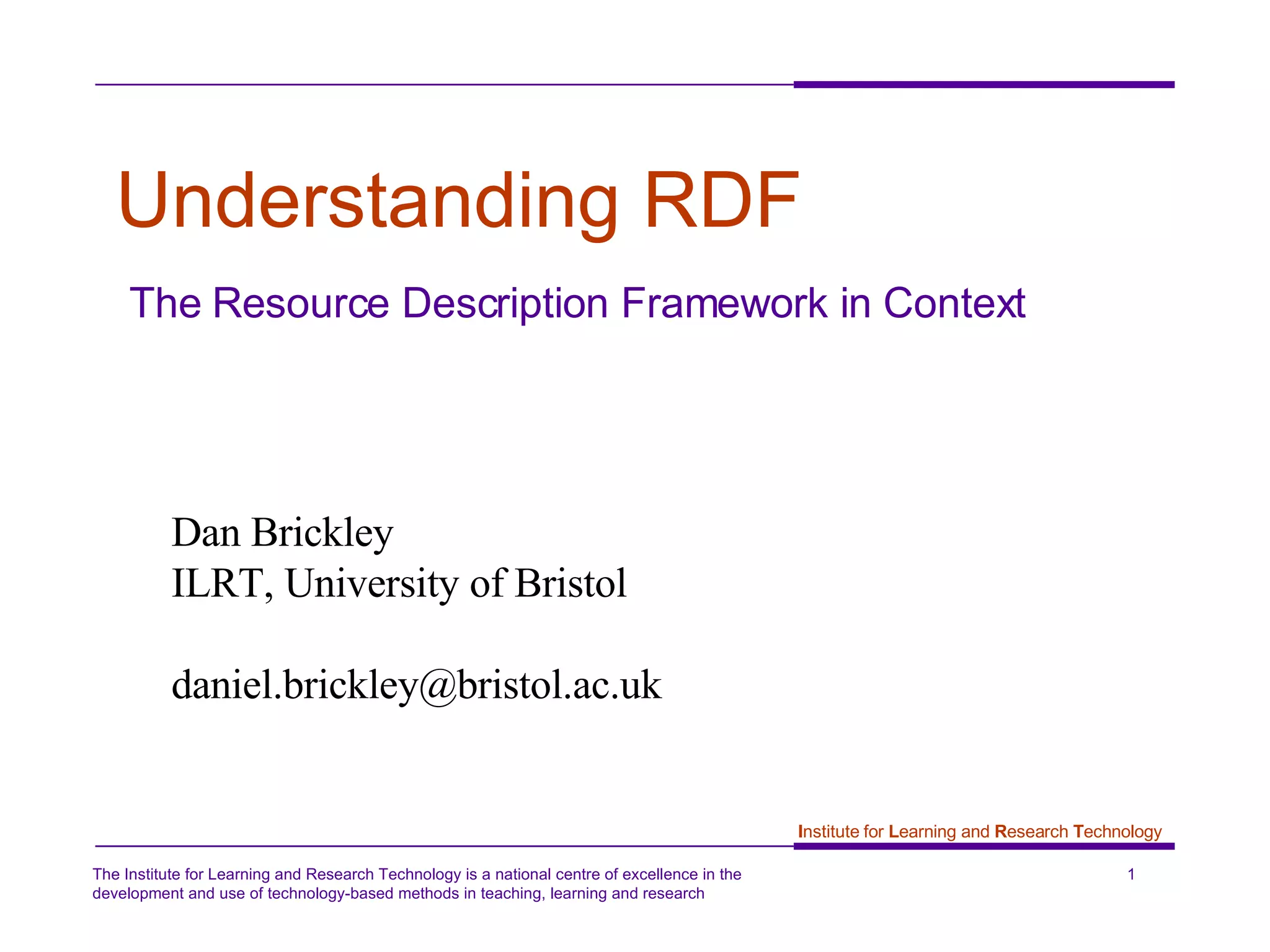 Understanding Rdf The Resource Description Framework In Context 1999