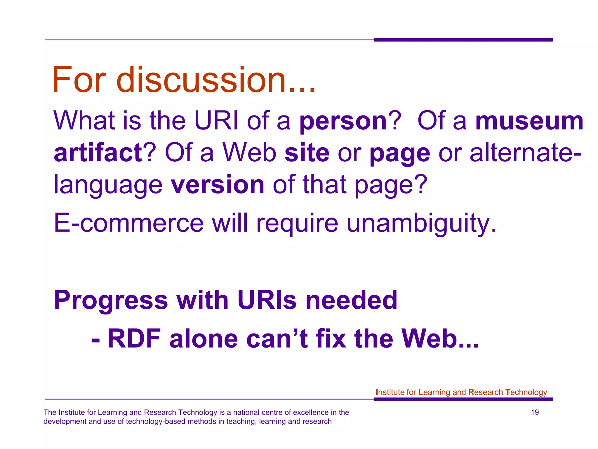 Understanding Rdf The Resource Description Framework In Context 1999 Ppt