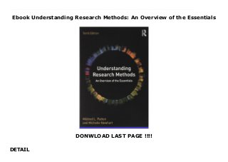 Ebook Understanding Research Methods: An Overview of the Essentials