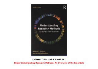 Ebook Understanding Research Methods: An Overview of the Essentials