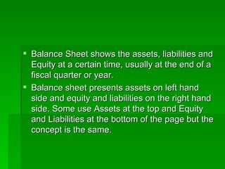 Understanding The Balance Sheet And Income Statement | PPT