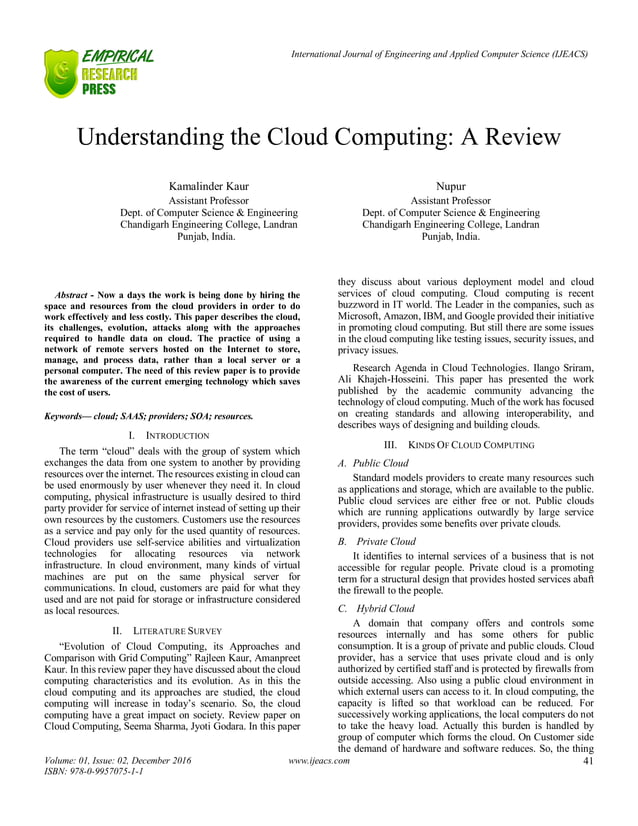 Understanding the Cloud Computing: A Review | PDF | Cloud Computing | Internet
