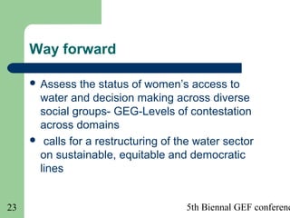Understanding the women and water relationship (IWC5 Presentation) | PPT