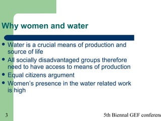 Understanding the women and water relationship (IWC5 Presentation) | PPT