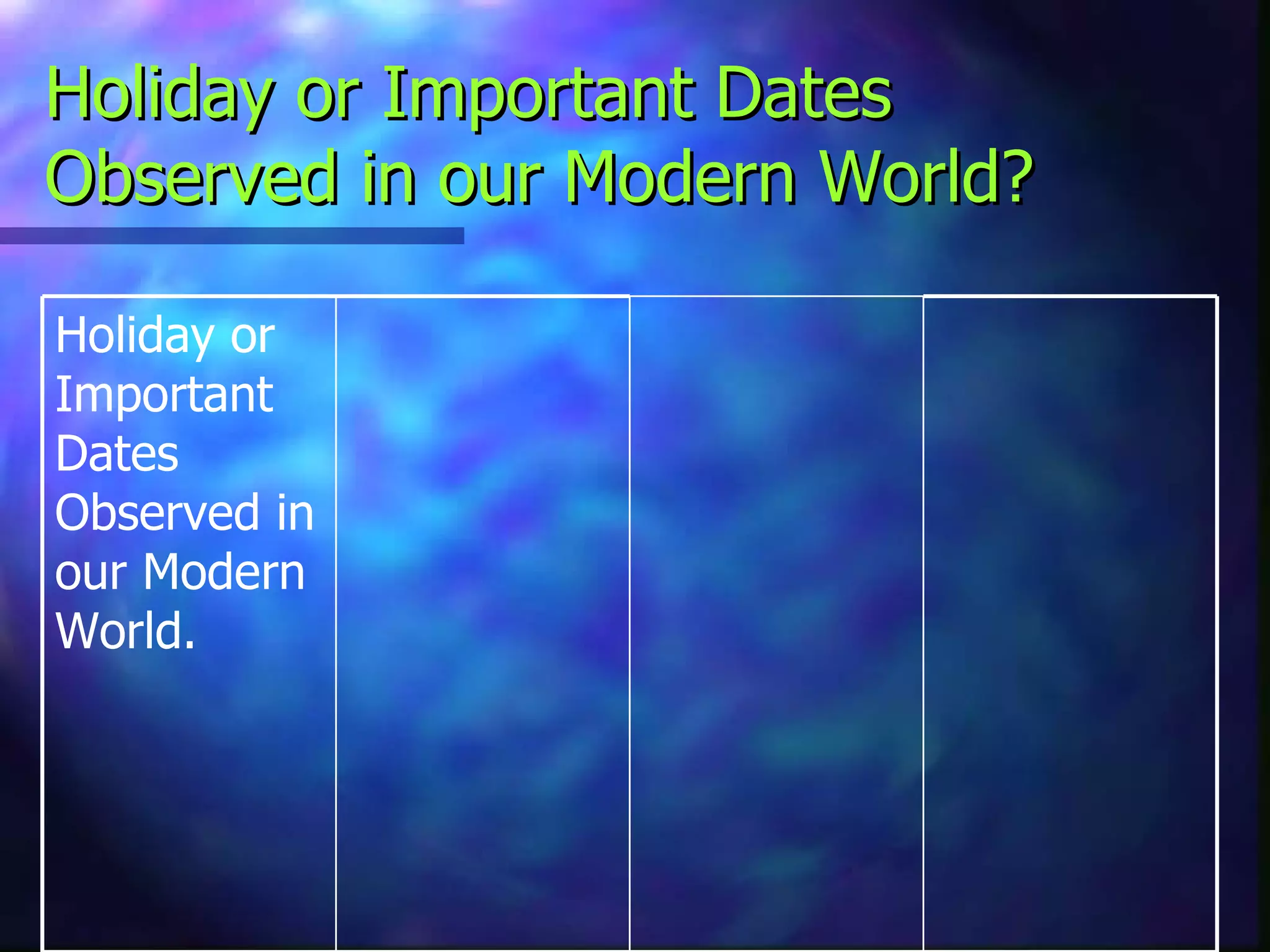 Understanding World Religions Chart Day 2 | PPT