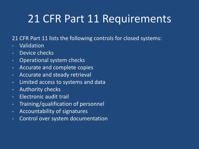 Understanding 21 cfr part 11 | PPTX | Operating Systems | Computer Software and Applications