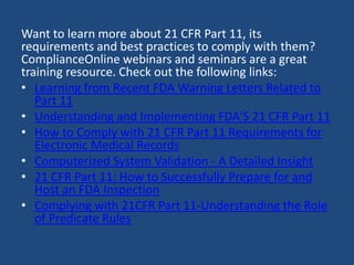 Understanding 21 cfr part 11 | PPTX | Operating Systems | Computer ...