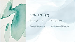 Understanding 2D Array with example in programming language c | PPTX
