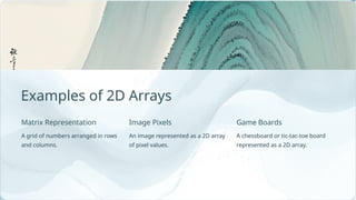 Understanding 2D Array with example in programming language c | PPTX
