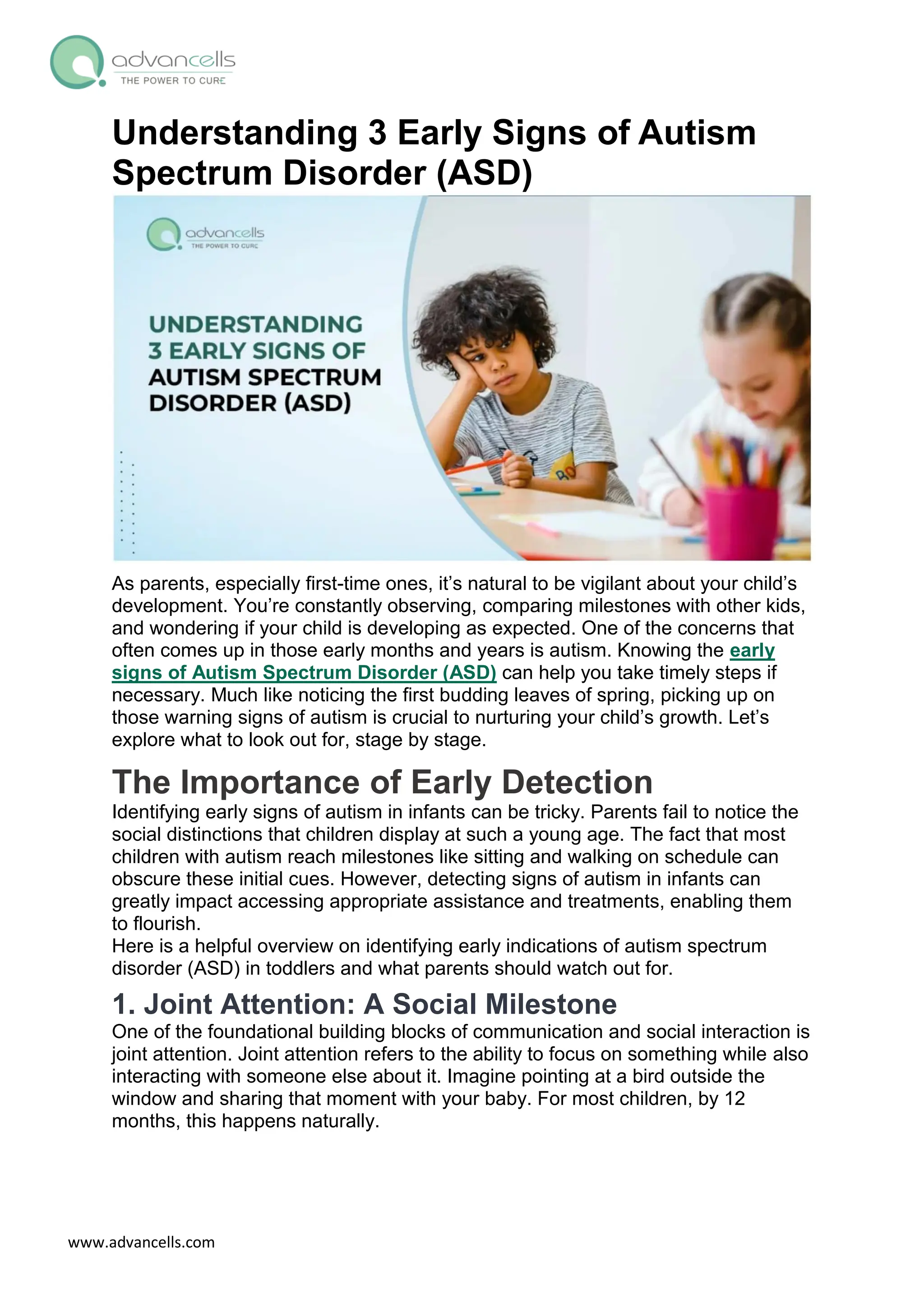 3 Warning Signs of Autism Spectrum Disorder (ASD) | PDF