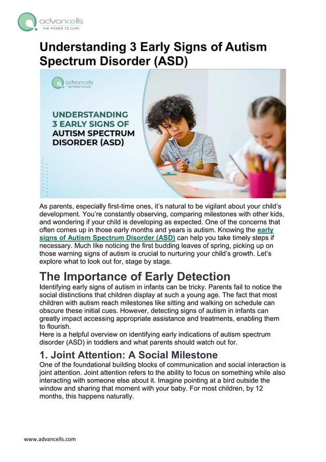 3 Warning Signs of Autism Spectrum Disorder (ASD) | PDF