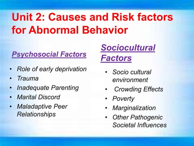 Understanding abnormal behavior | PPTX | Mental Health | Diseases and ...