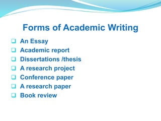 Understanding academic writing | PPTX