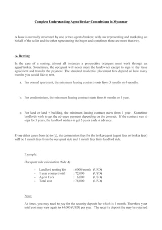 Understanding agent broker commissions in Myanmar | DOC
