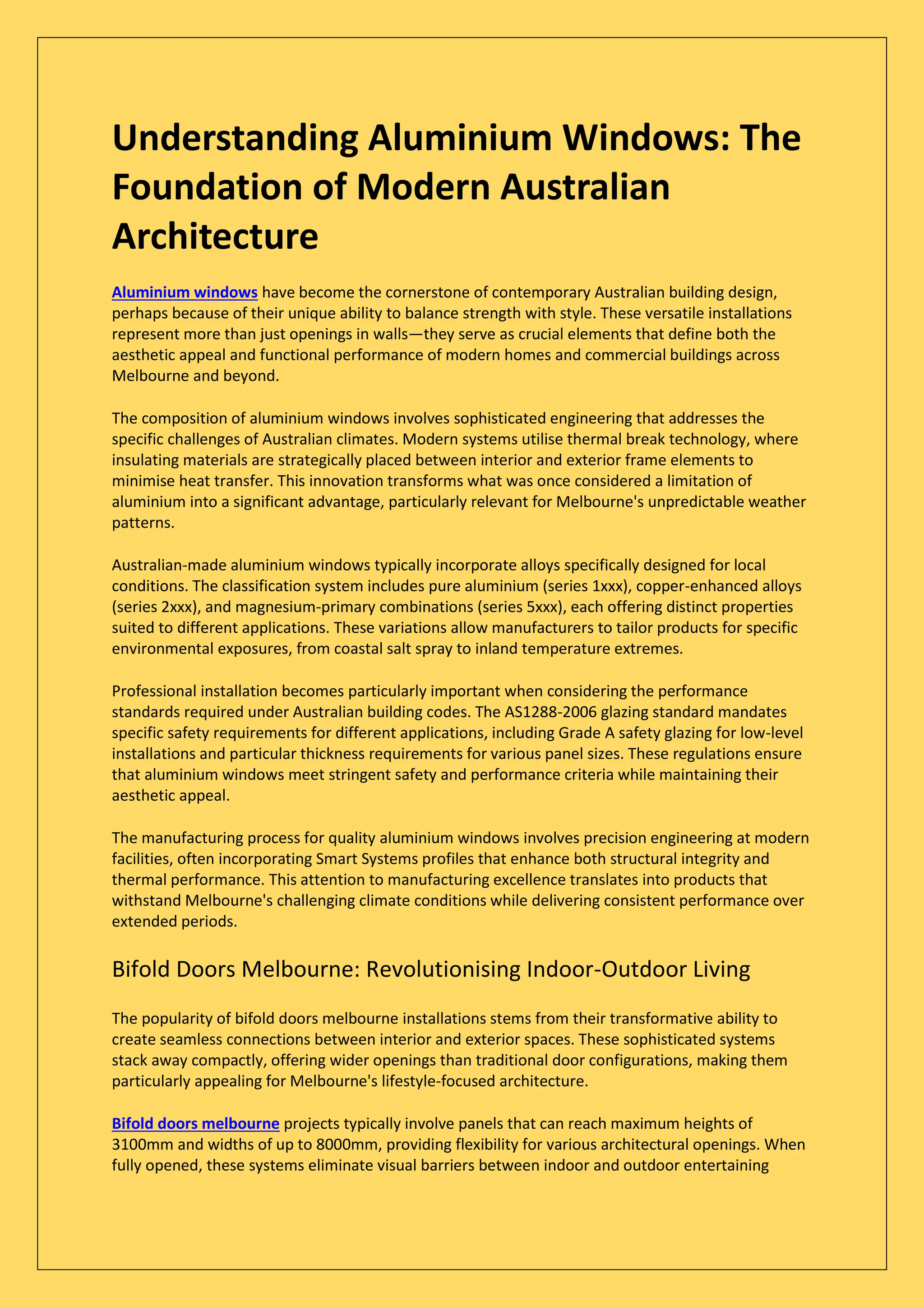Understanding Aluminium Windows The Foundation of Modern Australian ...
