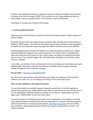 Understanding Amazon A9 Algorithm - Ranking Factors | PDF