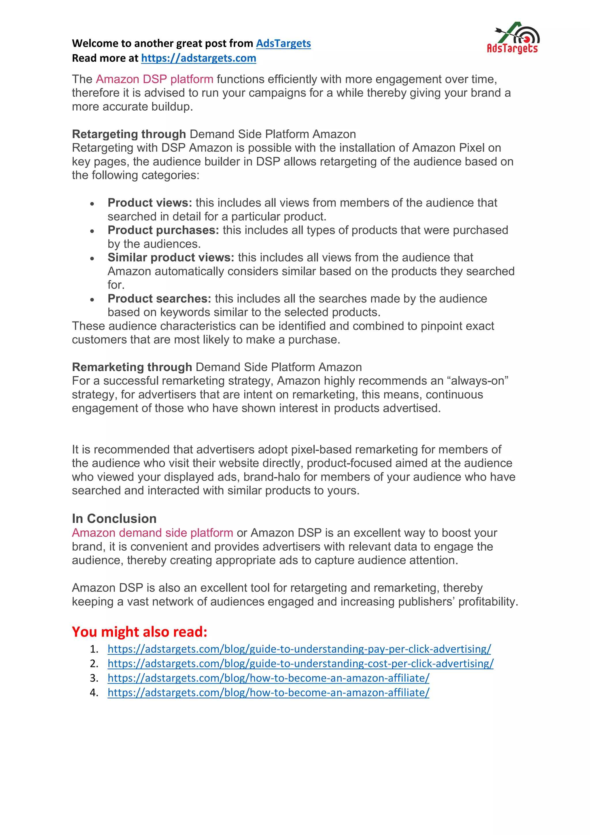 Understanding amazon demand side platform (dsp) | PDF