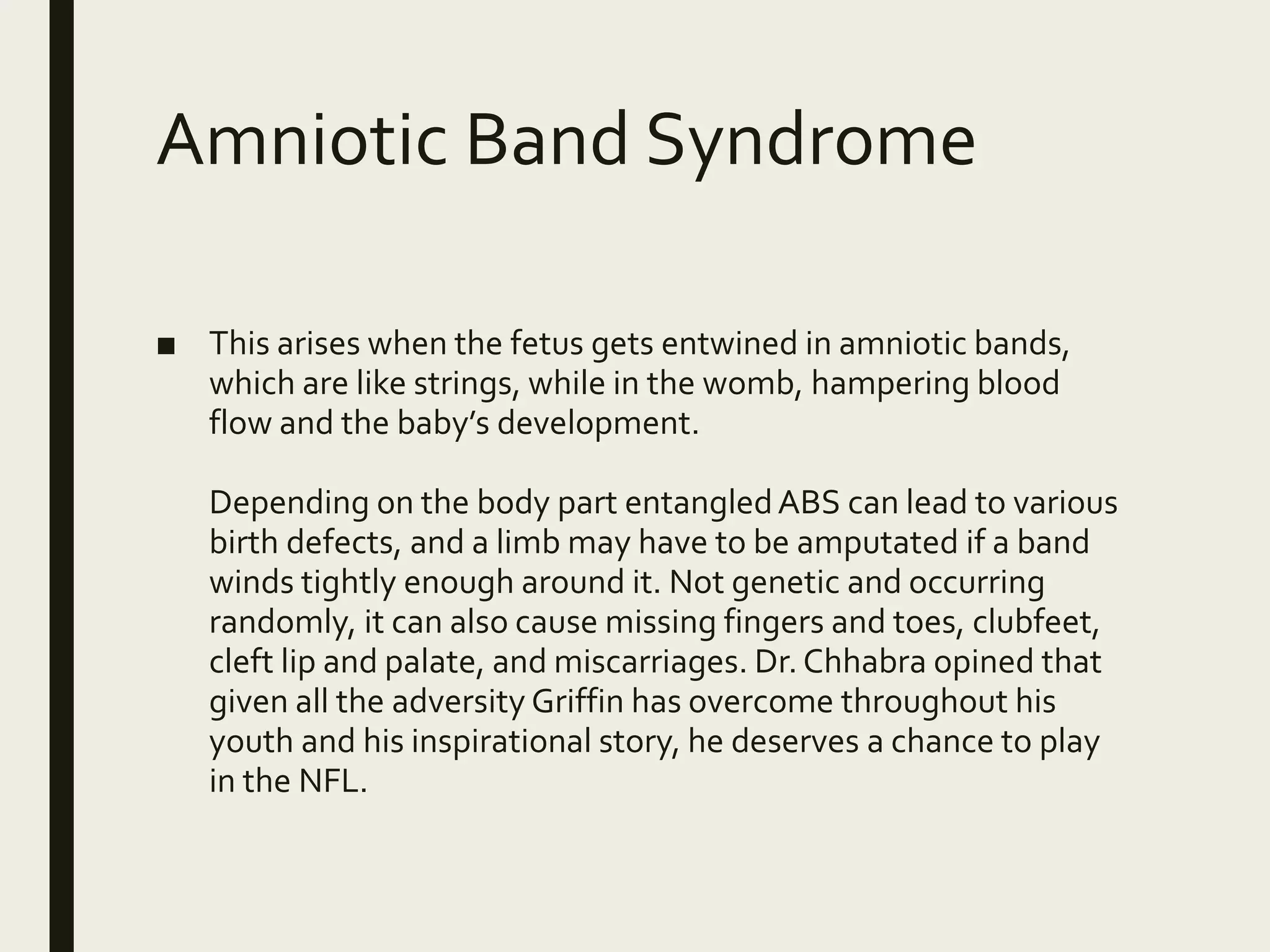 Understanding Amniotic Band Syndrome | PPTX