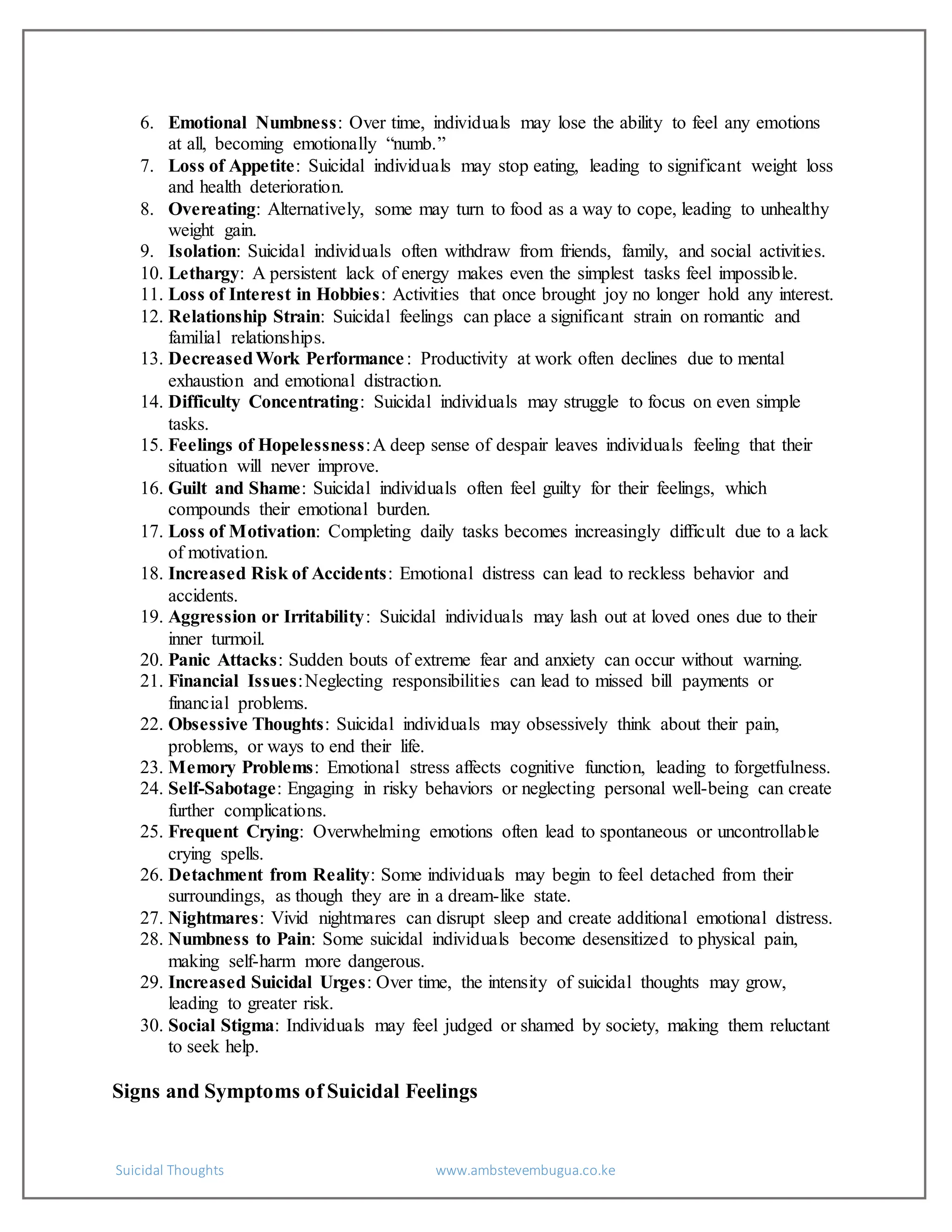UNDERSTANDING AND DEALING WITH SUICIDAL THOUGHTS | PDF