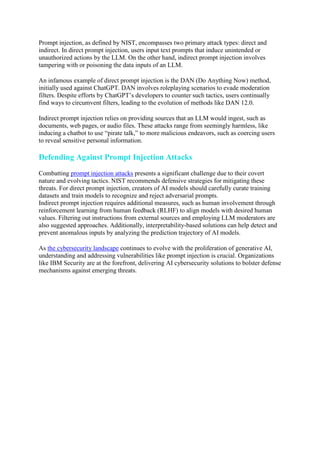 Understanding and Defending Against Prompt Injection Attacks in AI Systems | PDF